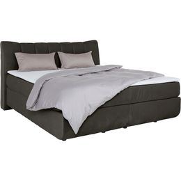 Home Affaire Boxspringbett &raquo;Oc&eacute;ane&laquo; Bodenfrei- wirkt freischwebend, verschiedene H&auml;rtegrade (auch H4) grau Polyester Velour VELVET Polyester Topper 