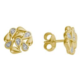 Firetti Damen Paar Ohrstecker &raquo;Schmuck Geschenk Gold 375 Ohrschmuck Ohrringe Tropfen&laquo; mit Brillanten 10,4mm, 0,03 P2 = erkennbare Einschl&uuml;sse, 