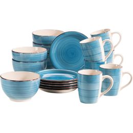 OTTO home Kaffeeservice &raquo;Geschirr-Set, Service Bell Tempo&laquo; mit Spiraldekor, 18 Teile, f&uuml;r 6 Personen blau Keramik 18 Stk.