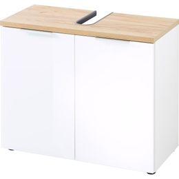 Germania Waschbeckenunterschrank &raquo;Pescara&laquo; Front mit Glasauflage wei&szlig; Holzwerkstoff Wei&szlig;, B/H/T: 70cm x 58cm x 34cm, T&uuml;ren: 2 Stk.