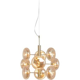 N&auml;ve n&auml;ve Pendelleuchte &raquo;Orion&laquo; G9 1 Stk. messing-matt, 9 flachen Rundgl&auml;ser in amber, exkl. G9, H&ouml;he 55cm braun 9, &Oslash; 52cm H: 55cm, 1 Stk.