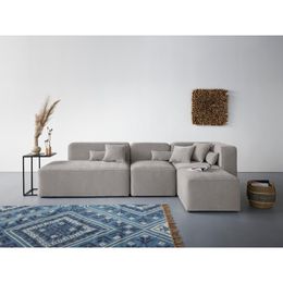 Home Affaire Ecksofa &raquo;Sundstrup L-Form&laquo; Modulserie, individuelle Zusammenstellung grau 100% Polyester B/H/T: 303cm x 76,5cm x 93cm, Samtoptik, 
