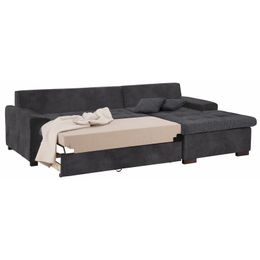 Home Affaire Ecksofa &raquo;F&ouml;hr L-Form&laquo; wahlweise mit Bettfunktion schwarz 100% Polyester Luxus-Microfaser/Struktur;100% Polyester PRIMABELLE /Webstoff;100