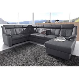 Sit & More sit&more Wohnlandschaft &raquo;Basel U-Form&laquo; wahlweise mit Relaxfunktion grau Luxus-Microfaser Altara Nubuck (100% Polyester);Kunstleder SOFTLUX ;NaturLEDER