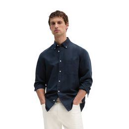 Marc O'Polo MARC O'POLO Herren Langarmhemd "aus Leinen und Bio-Baumwolle", blau, Gr. M, unifarben, Obermaterial: 50% Leinen, 50% Baumwolle, Hemden