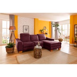 Home Affaire Ecksofa &raquo;Dundee L-Form&laquo; wahlweise mit Kopfteilverstellung und zus&auml;tzlich mit Schlaffunktion rot Luxus-Microfaser Florence (100% Polyester