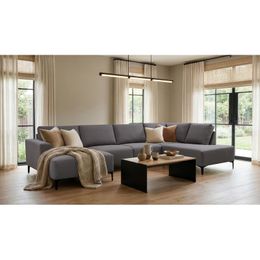 OTTO home Wohnlandschaft &raquo;Tournon U-Form, XXL Sofa, Breite 333 cm, Webstoff, Chenille&laquo; Designsofa im nordischen Stil, Wellenunterfederung, Metallf&uuml;&szlig;e 