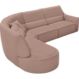 Egoitaliano Ecksofa &raquo;Puffy, extravagant & edel, Retro Designsofa, hoher Sitzkomfort, L-Form&laquo; mit Ottomane, wahlweise mit und ohne elektrischer Relaxfunktion rosa 
