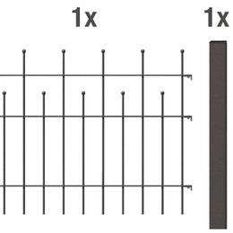 Alberts Metallzaun &raquo;Anbauset Madrid&laquo; H&ouml;he: 49,5, 73,5 und 98,5 cm, Breite: 200 cm, zum Aufschrauben grau Stahl H/L: 73,5cm x 2m, Pfosten: 1 Stk.