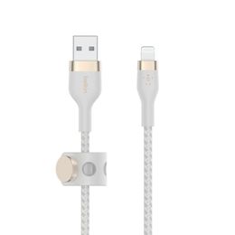 Belkin USB-Kabel &raquo;PRO Flex Lightning/USB-A Kabel, Apple zert.&laquo; wei&szlig; Dank dem praktischen und benutzerfreundlichen Kabelbinder mit magnetischem Knopf sowie 