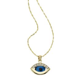 Firetti Damen Kette mit Anh&auml;nger &raquo;Schmuck Geschenk Gold 333 Halsschmuck Halskette "magisches Auge"&laquo; mit Kristallstein, Zirkonia (synth.) blau Gelbgold