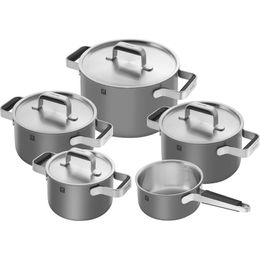 Zwilling Topf-Set &raquo;Pure&laquo; Set, 3 Kocht&ouml;pfe (16, 20 & 24 cm), Bratentopf 20 cm, Stieltopf 16 cm, 5 Stk. tlg. Edelstahl 18/10 grau Einheitsgr&ouml;&szlig;e