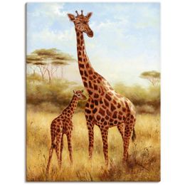 Artland Leinwandbild &raquo;Giraffe&laquo; Wildtiere 1 Stk. tlg. auf Holzrahmen gespannt braun Leinwand B/H/T: 30cm x 40cm, Leinwandbild Wildtiere Hochformat, 1 Stk.