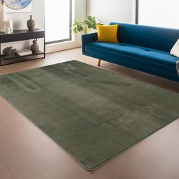 Ayyildiz Teppiche Teppich &raquo;JOY 1400, auch als L&auml;ufer und in Rund erh&auml;ltlich&laquo; rechteckig 11 mm H&ouml;he besonders weich, uni Kurzflor, Wohnzimmer, Kinderzimmer gr&uuml;n 