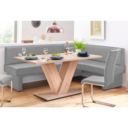 Home Affaire Eckbank &raquo;Nils&laquo; Sitz und R&uuml;cken gepolstert, verschiedene Qualit&auml;ten grau Holzwerkstoff, Massivholz, Polyester B/H/T: 222cm x 89cm x 162cm,