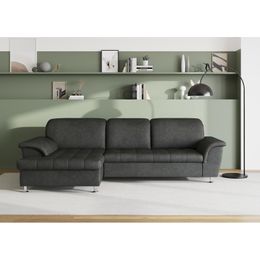 DOMO collection Ecksofa &raquo;FRANZI 278x170x81 cm, Steppung im Sitzbereich, L-Form&laquo; wahlweise mit Bettfunktion, Bettkasten und Kopfteilverstellung grau 