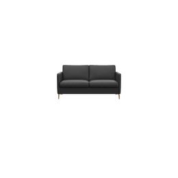 FLEXLUX 2-Sitzer &raquo;Fiore&laquo; schmale Armlehnen, Kaltschaum, F&uuml;&szlig;e Alu+ Eiche schwarz 100% Echteder B/H/T: 149cm x 85cm x 92cm, Echtleder
