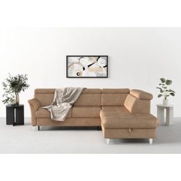 Sit & More sit&more Ecksofa &raquo;Marano L-Form&laquo; inklusive Kopfteilverstellung, optional Schlaffunktion & Bettkasten braun 100% Polyester B/H/T: 252cm x 216cm, Luxus-