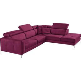 Egoitaliano Ecksofa &raquo;Matt, hoher Sitzkomfort und aufwendige Detailverarbeitung, L-Form&laquo; mit Ottomane, inkl. verstellbarer Kopfteile zum Relaxen pink B/H/T: 285cm 