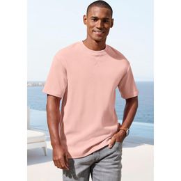 John Devin Herren T-Shirt modische Strukturware aus Baumwoll-Elasthan-Qualit&auml;t rosa M