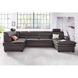 Sit & More sit&more Wohnlandschaft &raquo;Pisa U-Form&laquo; mit Federkern, wahlweise mit Schlaffunktion braun Flachgewebe (100% Polyester);Luxus-Microfaser1 (100% Polyester