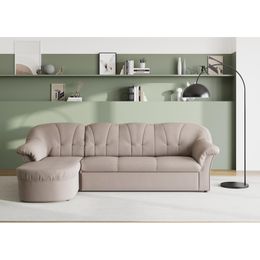 DOMO collection Ecksofa &raquo;Pegnitz, elegante R&uuml;ckensteppung, kompakte Stellma&szlig;e 238/141cm, L-Form&laquo; wahlweise mit Bettfunktion grau 92% Polyester, 8% 