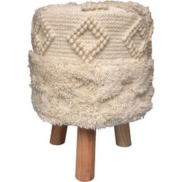 Kayoom Sitzhocker &raquo;Hocker Bohist 125, charaktergebende Strukturen mit Fransen und Quasten&laquo; 1 Stk. tlg. handgefertigtes Unikat, Boho-Style, gut kombinierbar 