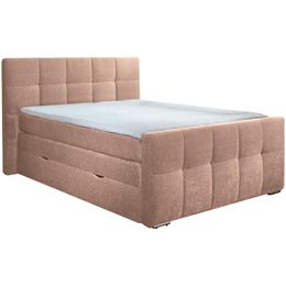 Home Affaire Boxspringbett &raquo;Ros&agrave;&laquo; H3/H3, H3/H4, H4/H4 m&ouml;glich beige Chenille, Liegefl&auml;che B/L: 160cm x 200cm, Gewicht bis: 140 kg + 140 kg H4 + H4, 