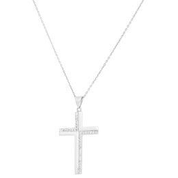 Firetti Damen Kette mit Anh&auml;nger &raquo;Schmuck Geschenk Silber 925 Halsschmuck Halskette Ankerkette Kreuz&laquo; mit Zirkonia (synth.) silber Silber 925 (