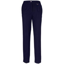 GOLDNER Damen Stoffhose "B&uuml;gelfaltenhose mit Teildehnbund", blau, Gr. 44, Obermaterial: 63% Polyester PES. 34% Viskose CV. 3% Elasthan EL., Hosen,