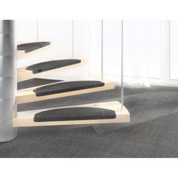 Dekowe Stufenmatte &raquo;Mara S2&laquo; halbrund 5 mm H&ouml;he 100% Sisal, gro&szlig;e Farbauswahl, selbstklebend, auch als Set 15 St&uuml;ck grau Sisal B : 25cm 15 Stk., 5mm, L: 65cm