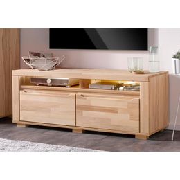OTTO home Lowboard &raquo;Denis&laquo; Breite 140 cm beige Holz teilmassiv B/H/T: 140cm x 52cm x 40cm, Holzwerkstoff Kernbuchefarben (Korpus)/ Massivholz 
