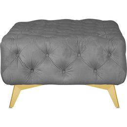 Home Affaire Polsterhocker &raquo;Amaury&laquo; Chesterfield-Optik, Breite 80cm, Fu&szlig;farbe w&auml;hlbar grau Struktur (100% Polyester);Samtoptik (100% Polyester) B/H/T: