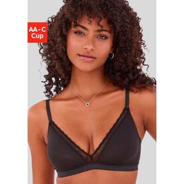 Vivance By Lascana Damen Vivance by Lascana Bralette-BH ohne B&uuml;gel, aus weicher Baumwollqualit&auml;t, bequemer BH schwarz 90, Cup C