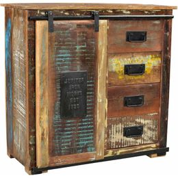 Sit Kommode &raquo;JUPITER Vintage Brotschrank Altholz mit Schiebet&uuml;r & 4 Schubladen&laquo; Buntes Altholz macht jedes M&ouml;belst&uuml;ck zu einem Unikat bunt Massivholz,
