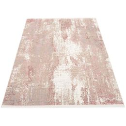 OCI DIE TEPPICHMARKE Teppich &raquo;TOP LARISSA&laquo; rechteckig 7 mm H&ouml;he 3-D Hoch Tief Optik, mit Fransen, Wohnzimmer rosa Polypropylen (PP) B : 67cm 1 Stk., 