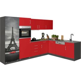 KOCHSTATION K&uuml;chenzeile &raquo;KS-Paris &ndash; K&uuml;chen mit einzigartigen Fotomotiven auf den Fronten&laquo; Stellbreite 290/220 cm, wahlweise mit E-Ger&auml;ten und 
