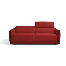 Egoitaliano Schlafsofa &raquo;FOX, Made in Italy-Designsofa mit Dauerschlaffunktion,Breite 216 cm&laquo; Schlafsofa aus Echtleder Bull mit verstellbaren Kopfst&uuml;tzen rot Leder