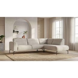 OTTO home Ecksofa &raquo;Nennor, weiches Chenille&laquo; Breite 278 cm, Wellenunterfederung, schwarze Metallf&uuml;&szlig;e beige 100% polyester B/H/T: 278cm x 78cm x 213cm,