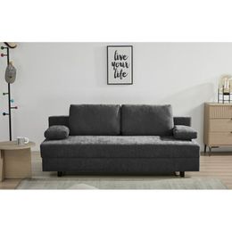 OTTO home Schlafsofa &raquo;ONNIKO, Breite: 192 cm, Liegefl&auml;che 121x192 cm, Feinstruktur-Bezug&laquo; mit Bettfunktion & Bettkasten grau 100% Polyester B/H/T: 