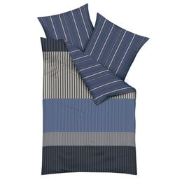 Kaeppel Wendebettw&auml;sche &raquo;Skyline&laquo; 2 Stk. blau Mako-Satin, Obermaterial: 100% Baumwolle B/L: 155cm x 220cm, 1 Stk., 1 Stk., Mako-Satin, B/L: 80cm x 80cm, 2 Stk