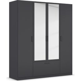 Rauch Dreht&uuml;renschrank &raquo;Kleiderschrank Schrank Garderobe W&auml;scheschrank BARI mit Spiegel&laquo; mit Schubasten mittig, moderner Griff in Graumetallic MADE IN