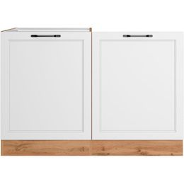 KOCHSTATION Sp&uuml;lenschrank &raquo;KS-Lana&laquo; Breite 120 cm wei&szlig; Holzwerkstoff, MDF wotaneiche, B/H/T: 120cm x 82cm x 60cm, T&uuml;ren: 1 Stk.