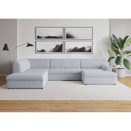 DOMO collection Wohnlandschaft &raquo;Topper, elegant und zeitlos, komfortabel, U-Form&laquo; wahlweise mit Bettfunktion blau B/H/T: 320cm x 78cm x 213cm, 