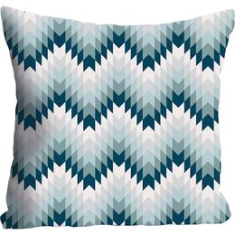 queence Dekokissen &raquo;Blau & Wei&szlig; Muster&laquo; Kissenh&uuml;lle ohne F&uuml;llung, 1 St&uuml;ck blau Polyester B/L: 40cm x 40cm, 1 Stk.