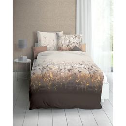 Kaeppel Bettw&auml;sche &raquo;Herbal&laquo; 2 Stk. grau Mako-Satin, Obermaterial: 100% Baumwolle B/L: 155cm x 220cm, 1 Stk., 1 Stk., Mako-Satin, B/L: 80cm x 80cm, 2 Stk.