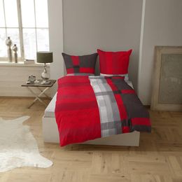 CASATEX Bettw&auml;sche &raquo;Salvo&laquo; 2 modern und grafisch aufeinander abgestimmte Farben rot Interlock-Jersey, Obermaterial: 100% Baumwolle B/L: 135cm x 200cm,