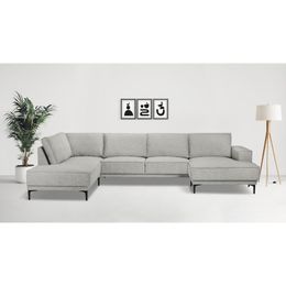 OTTO home Wohnlandschaft &raquo;OLAND Flachgewebe U-Form, XXL, B: 345 cm, Skandi-Design&laquo; U-Form, 345 cm, Wellenunterfederung, Skandi-Design, Metallf&uuml;&szlig;e 