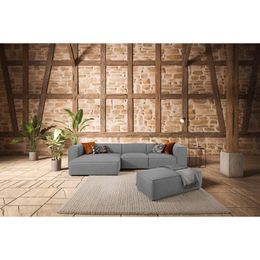 W.Schillig Ecksofa &raquo;around-the-block Mega Sofa, viel Platz und hoher Sitzkomfort, L-Form&laquo; mit eleganter Biese, mit Federkern, Breite 341 cm grau 