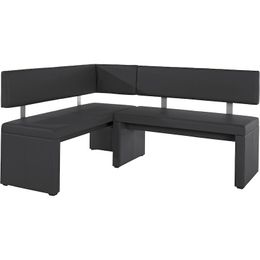 OTTO home Eckbank &raquo;Charissa&laquo; in 3 Gr&ouml;&szlig;en, verschiedene Qualit&auml;ten schwarz Holzwerkstoff, Massivholz B/H/T: 170cm x 90cm x 140cm, Kunstleder, langer 